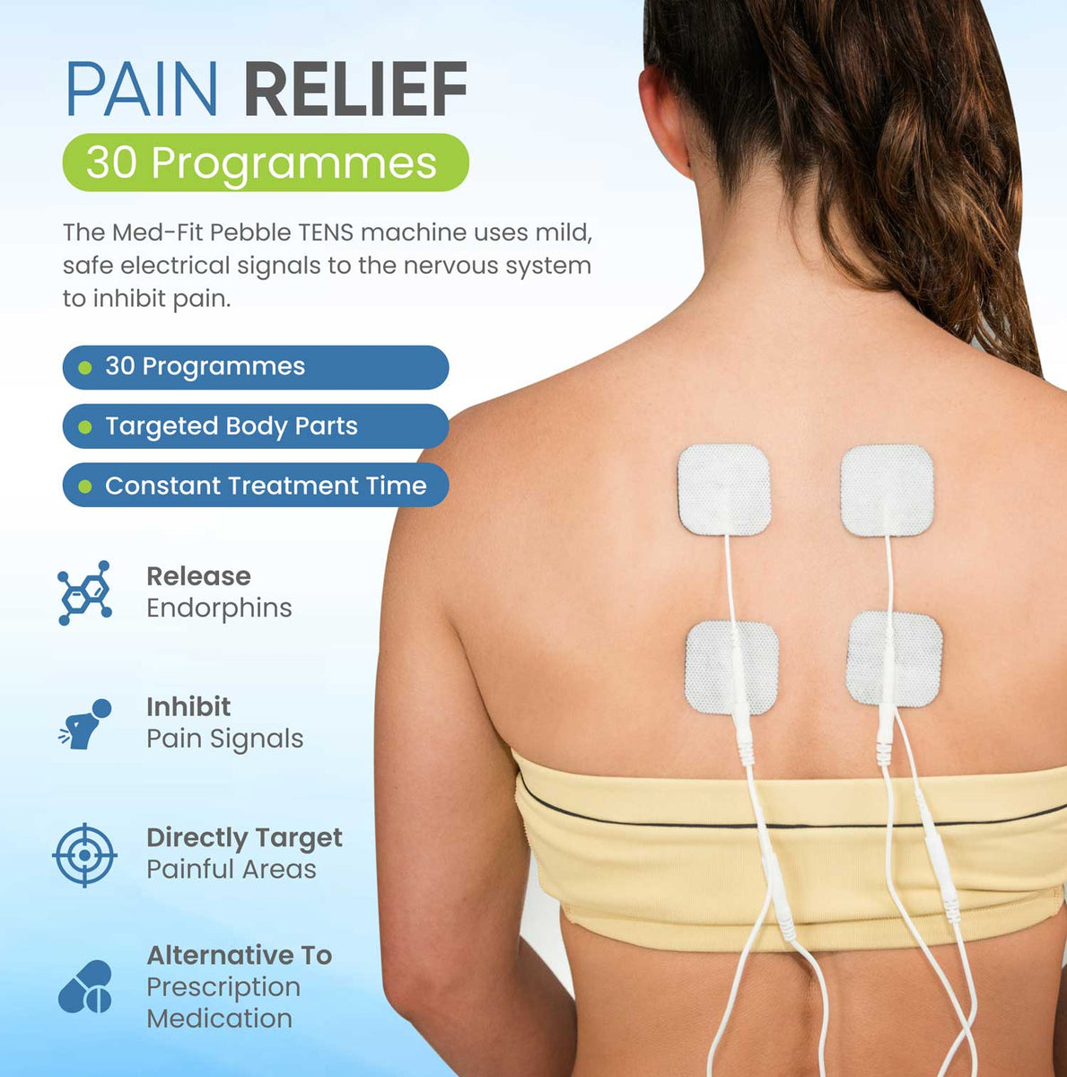 Pebble Dual Channel TENS Machine | 30 Programmes for Pain Relief