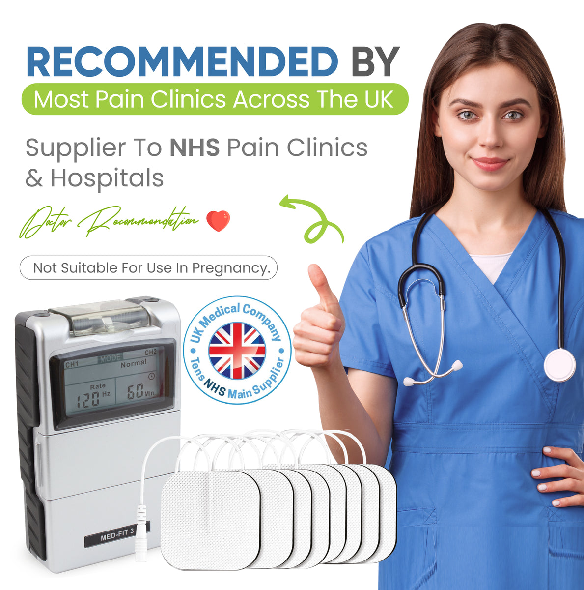 Med-Fit 3 Dual Channel TENS Machine | Targeted Pain Relief