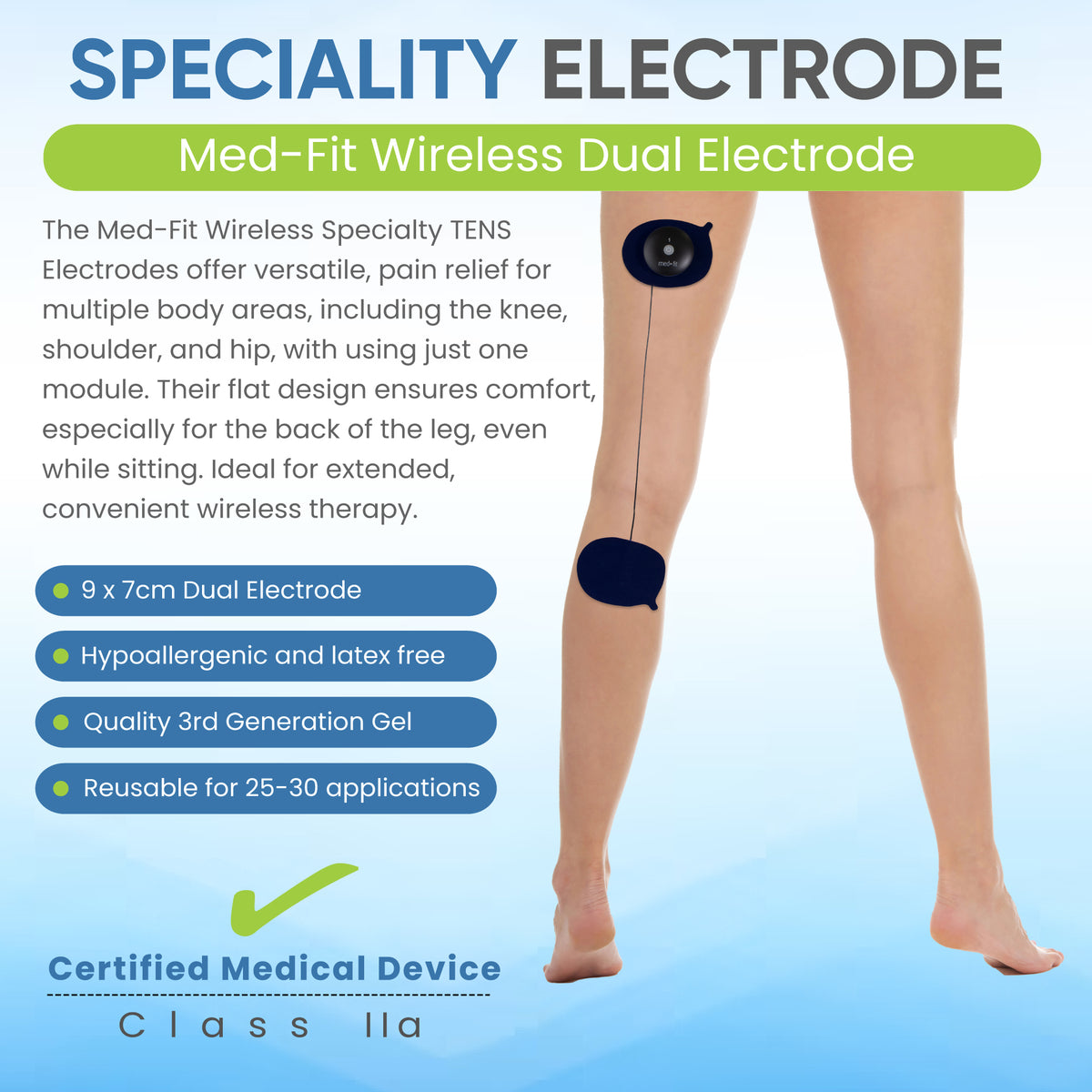 Black Dual Wireless Tens Electrodes | Tens Electrodes