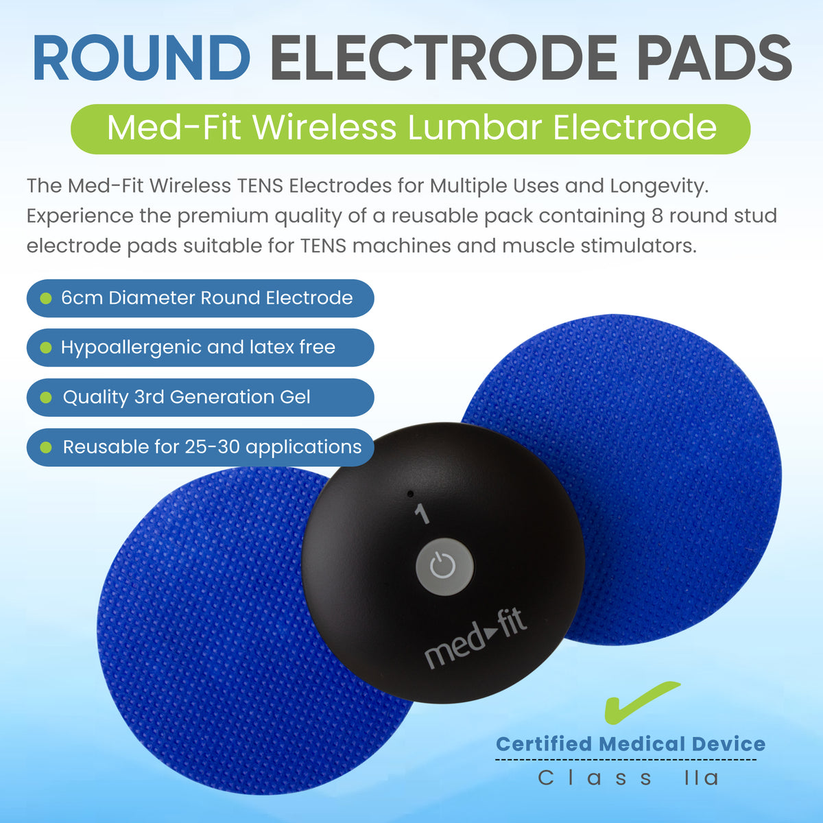 Round Wireless TENS Electrodes | Round Wireless Electrodes